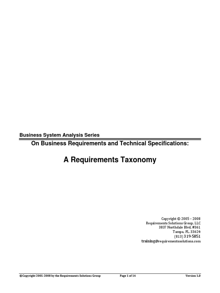 Requirements Taxonomy | PDF | Specification (Technical Standard ...