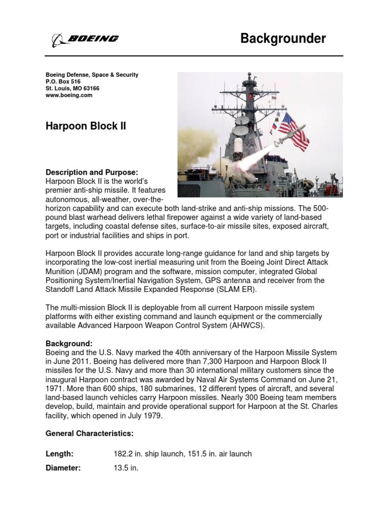 Harpoon Block II | PDF | Missile | Military Equipment