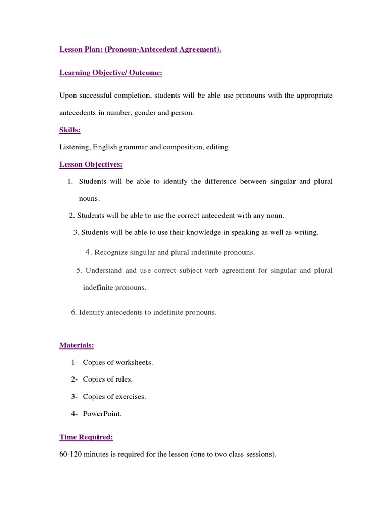 Grammar Lesson Plan | PDF