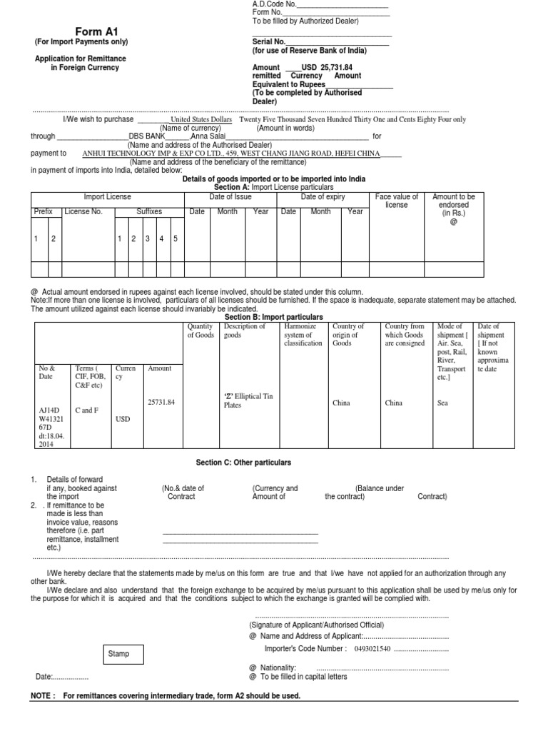 Form A1 | PDF | Invoice | Government