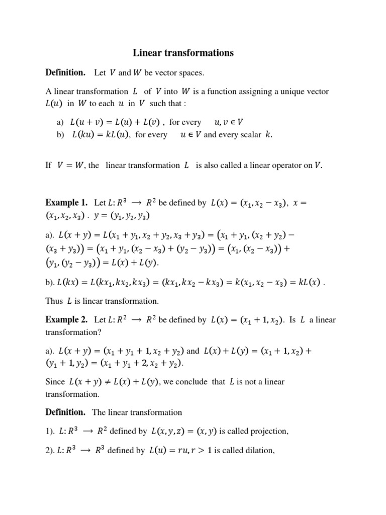 3.3 Linear Transformations | PDF | Linear Subspace | Vector Space