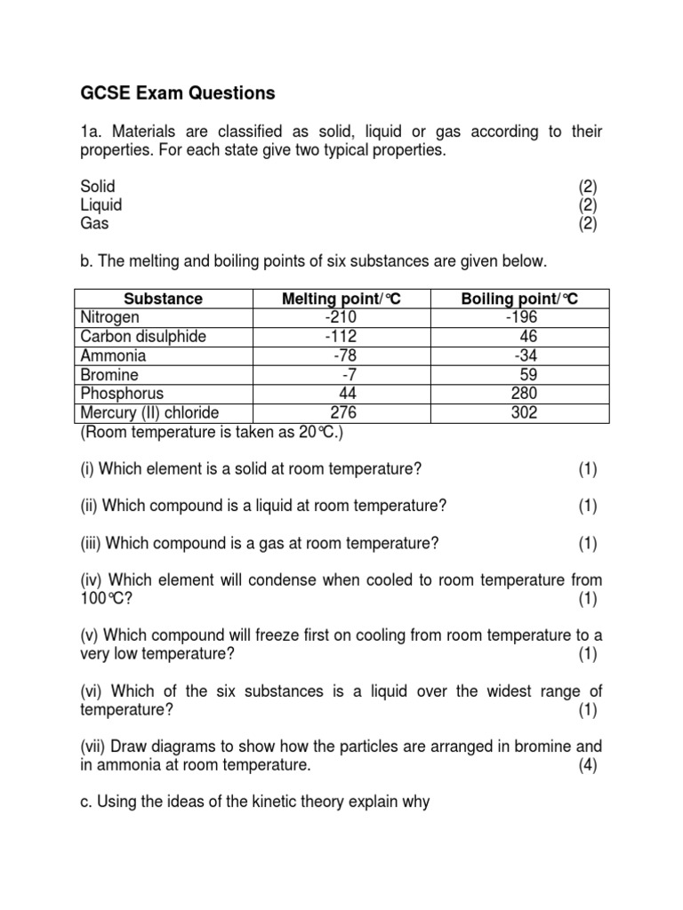 GCSE Exam Questions | PDF | Chlorine | Periodic Table
