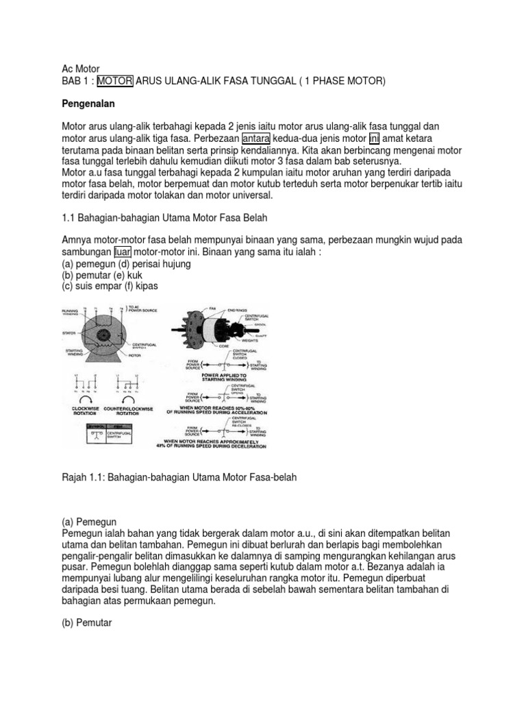 Ac Motor 1 Fasa | PDF