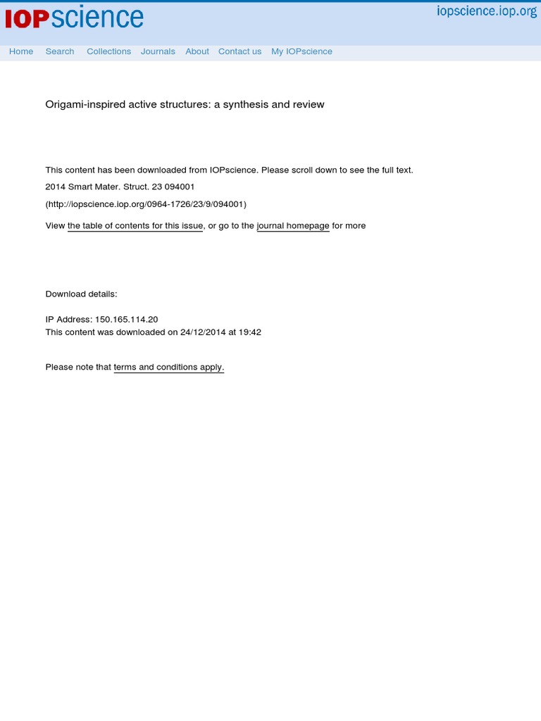 Origami-Inspired Active Structures | PDF | Deformation (Engineering ...