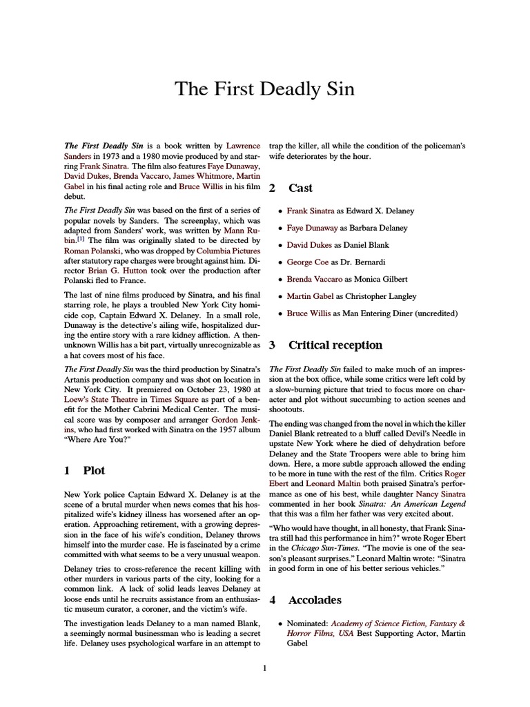 The First Deadly Sin | PDF | Crime Thriller | Police