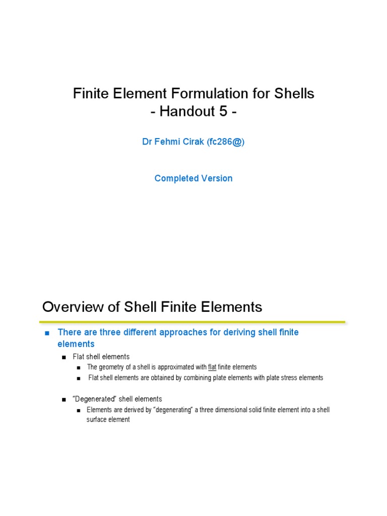 Finite Element Formulation For Shell | PDF