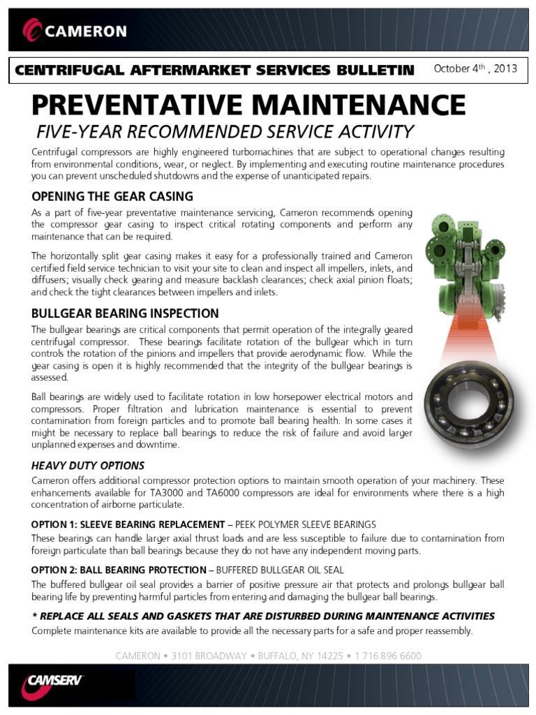 5 Year Recommended Gearbox Maintenance Service Bulletin | PDF | Bearing ...