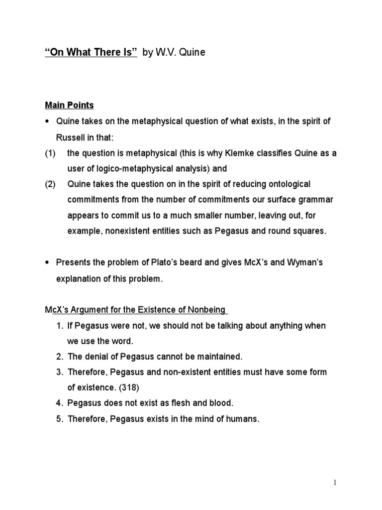 On What There Is - W.V.Quine | PDF | Existence | Philosophy