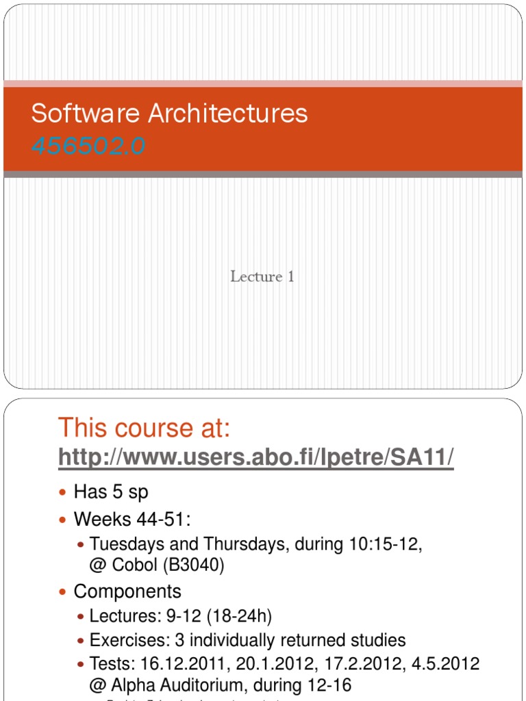 Software Architectures 456502.0 | PDF | Scheduling (Computing) | Software Architecture