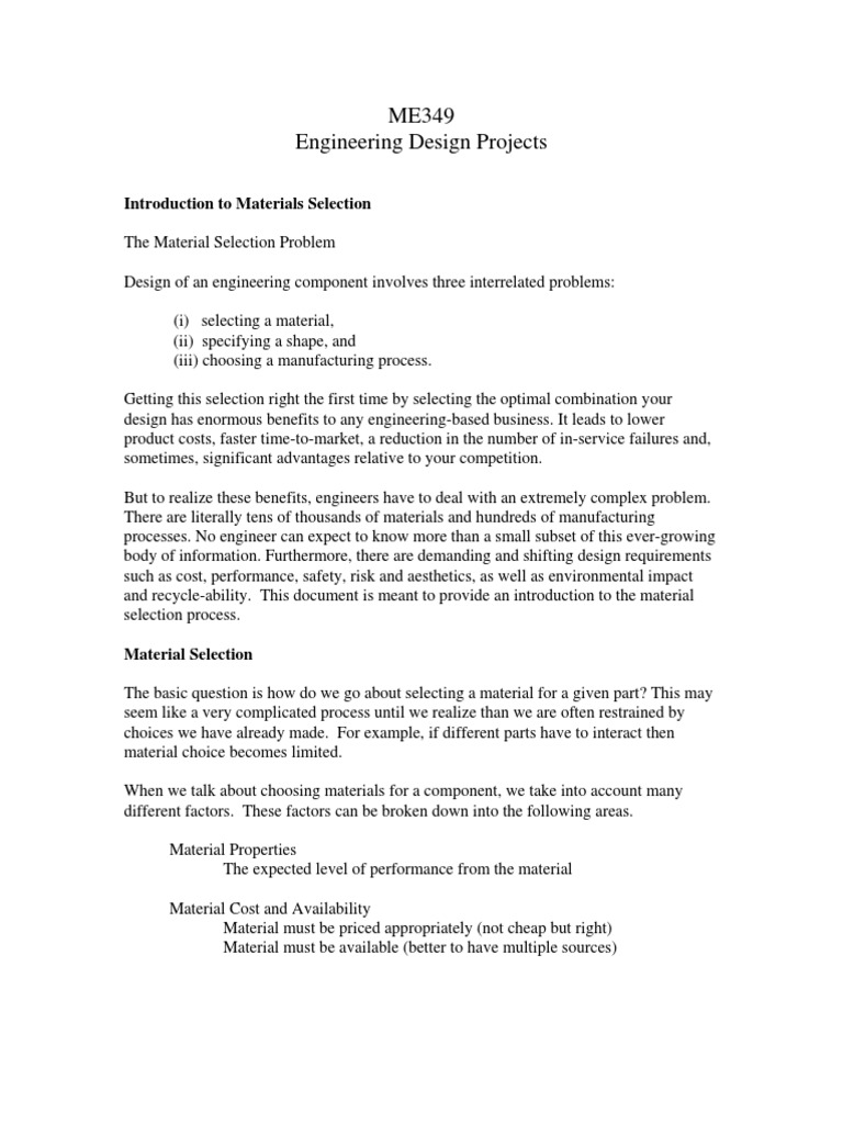 Material Selection | PDF