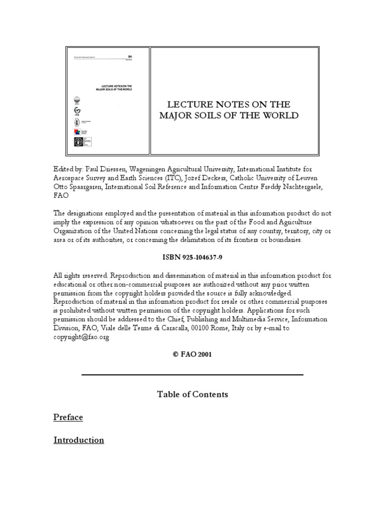 Lecture Notes On The Major Soils of The World | PDF | Peat | Soil