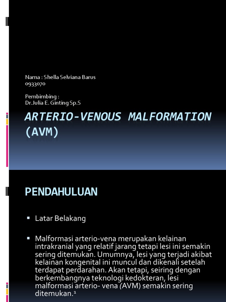 Arterio-Venous Malformation (AVM) | PDF