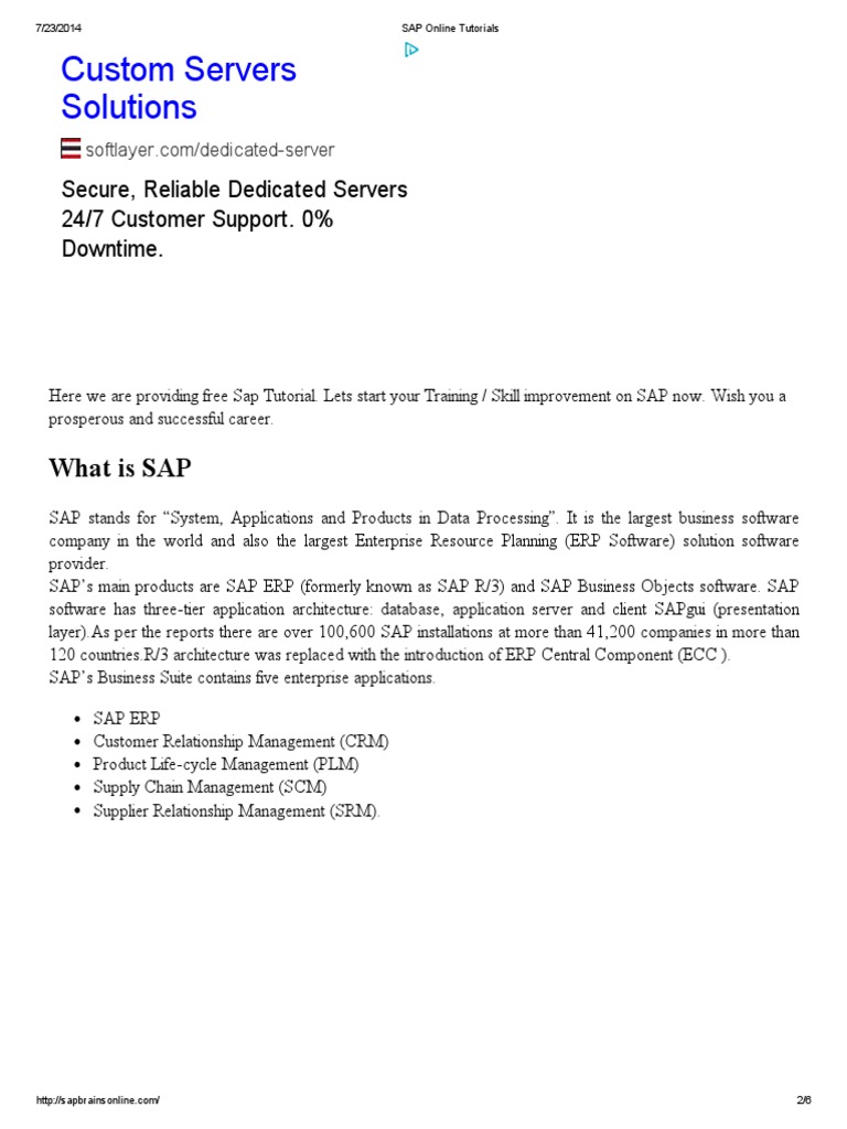 SAP Online Tutorials | PDF | Sap Se | Enterprise Resource Planning SAP Online Tutorials | PDF | Sap Se | Enterprise Resource Planning