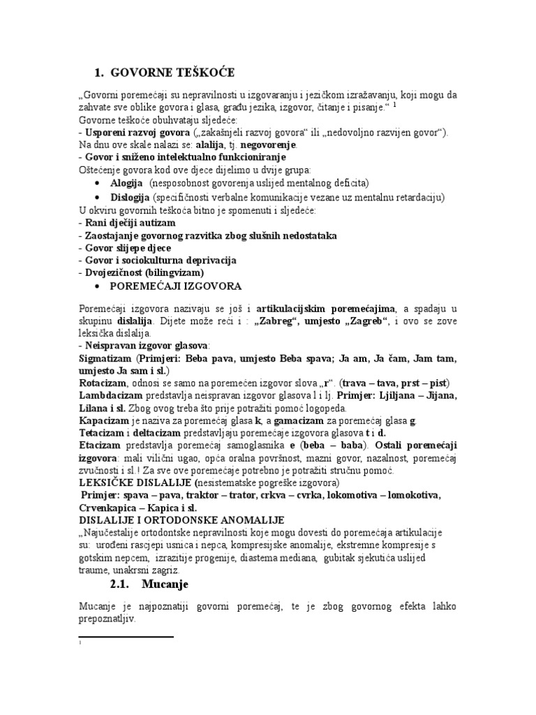 Govorne Teškoće - MUCANJE | PDF