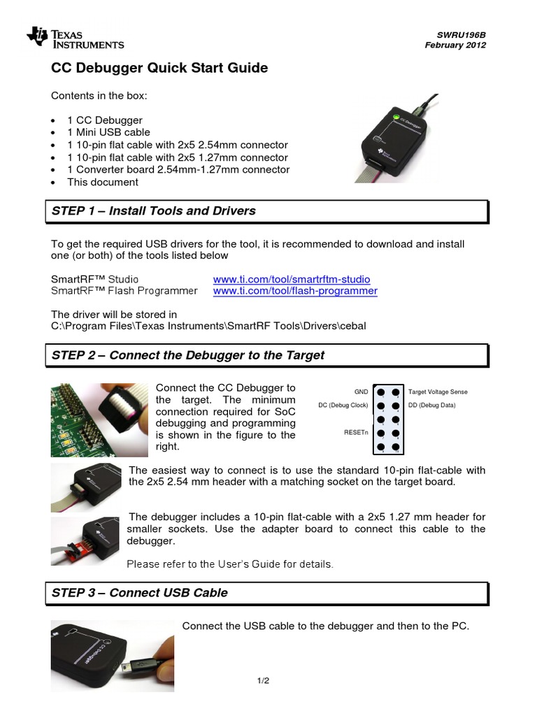 CC Debugger Quick Start Guide ( - Texas Instruments, Incorporated | PDF ...