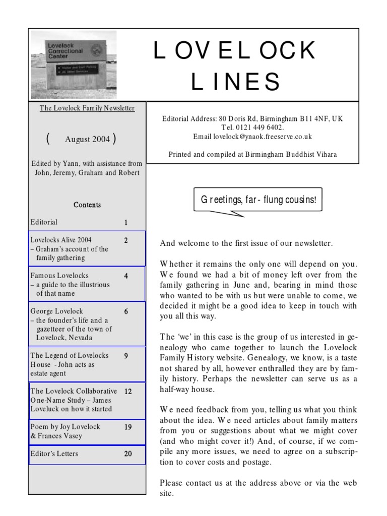 Lovelock Family Newsletter | PDF | Genealogy | World Wide Web