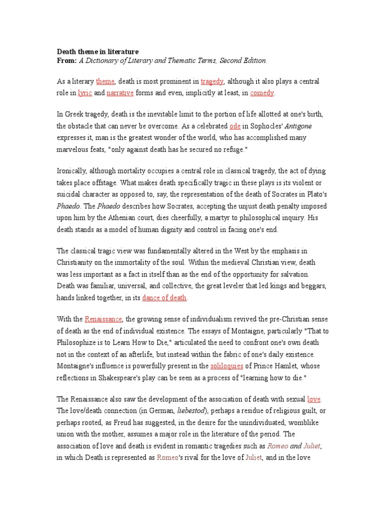 Death Theme in Literature | PDF | Tragedy | Romanticism
