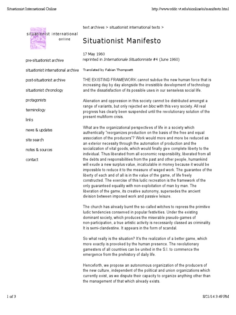 Situationist Manifesto | Download Free PDF | Situationist International ...