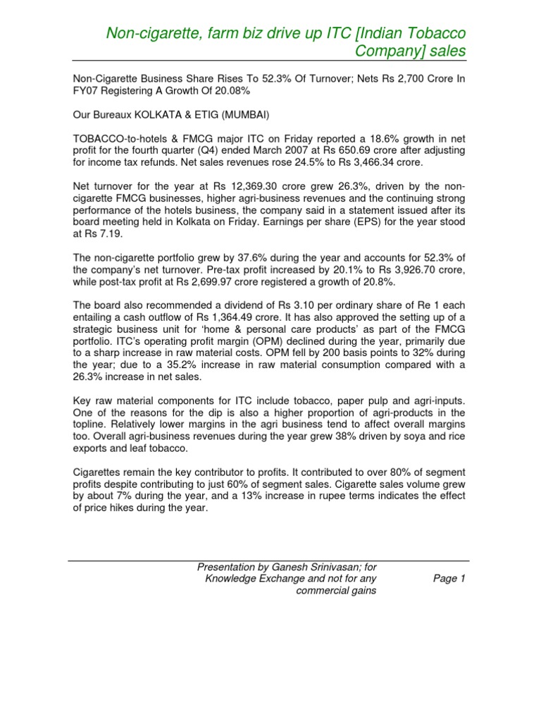 Itc | PDF | Revenue | Economies