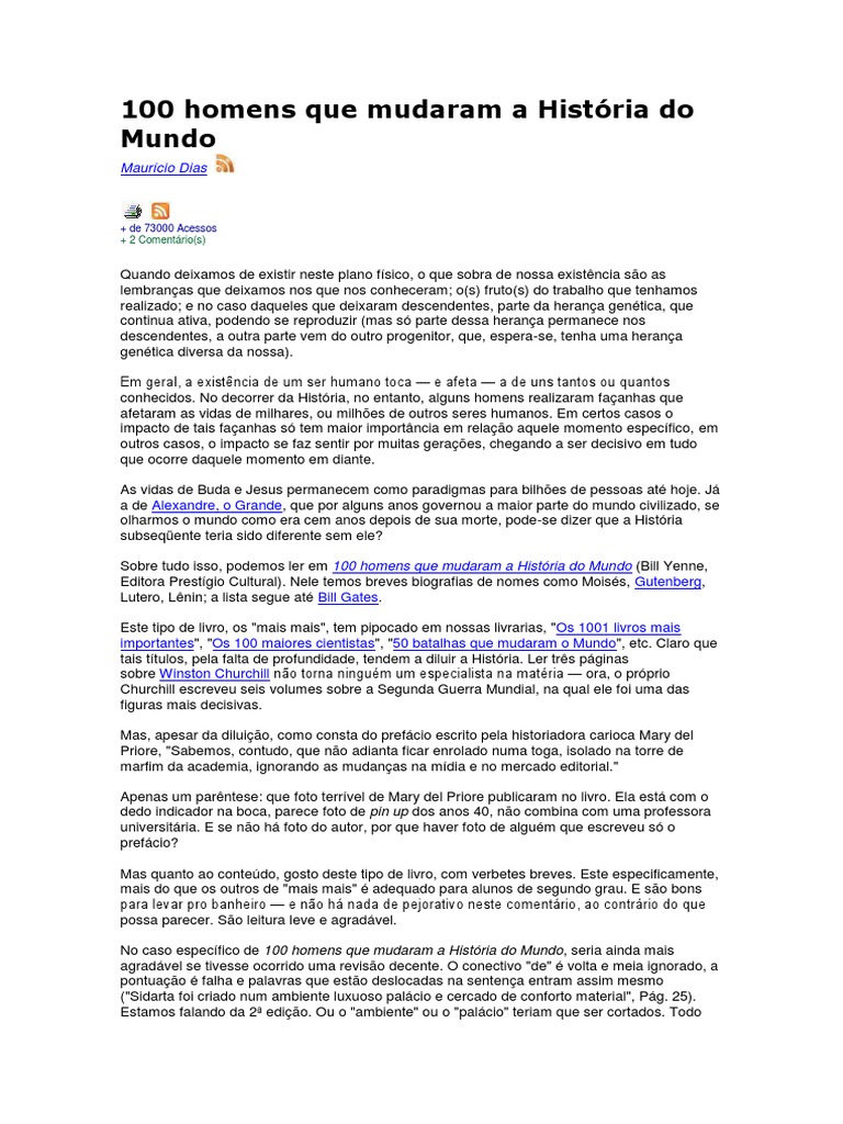 100 Homens Que Mudaram A História Do Mundo | PDF | Nelson Mandela | Os ...