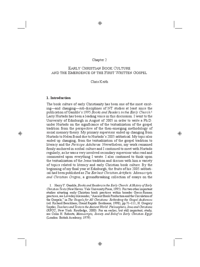 Early Christian Book Culture Insights | PDF | Gospel Of Mark | Gospels
