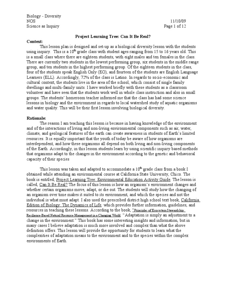 Insect Biodiversity Lesson Plan | PDF | Ecology | Educational Assessment