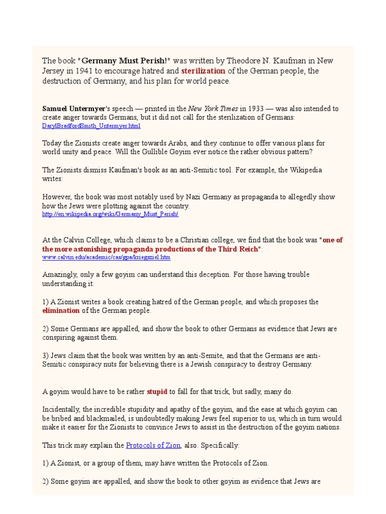 Germany Must Perish BOOK | PDF | Zionism | Antisemitism