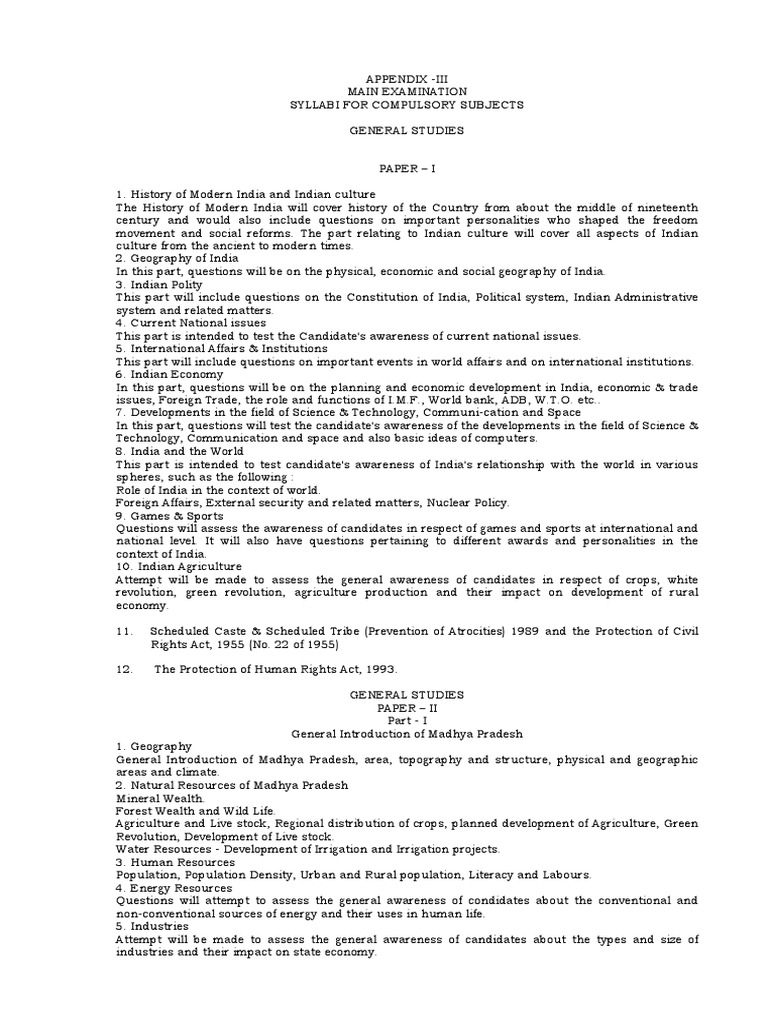 APPENDIX - III MAIN EXAMINATION - English PDF | Download Free PDF ...