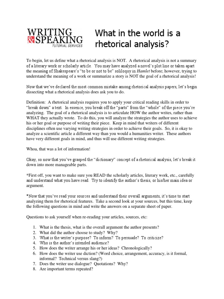 Understanding Rhetorical Analysis | PDF | Career & Growth | Science ...