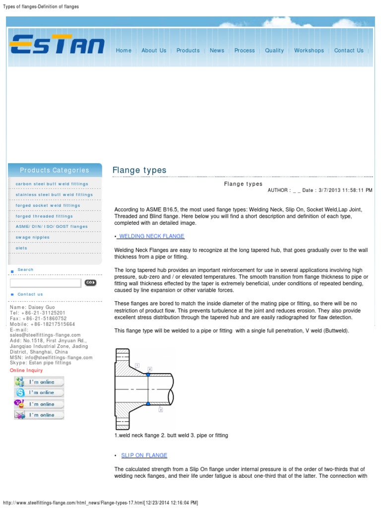 Types of Flanges-Definition of Flanges | PDF | Pipe (Fluid Conveyance ...