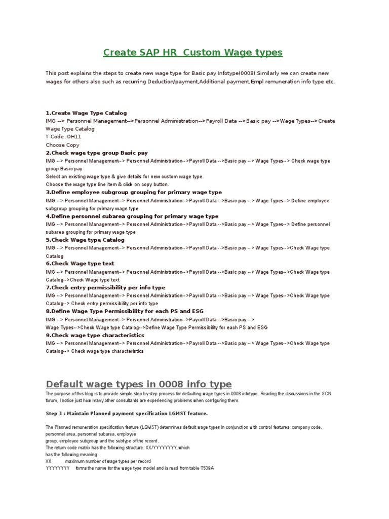 Create SAP HR Custom Wage Types | PDF | Wage | Salary