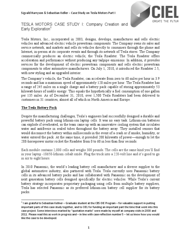 Case Tesla Motors Part I | PDF | Electric Car | Tesla Model S