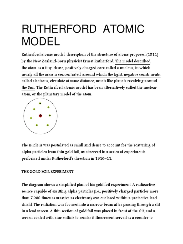 Rutherford Atomic Model | PDF | Atoms | Atomic Nucleus
