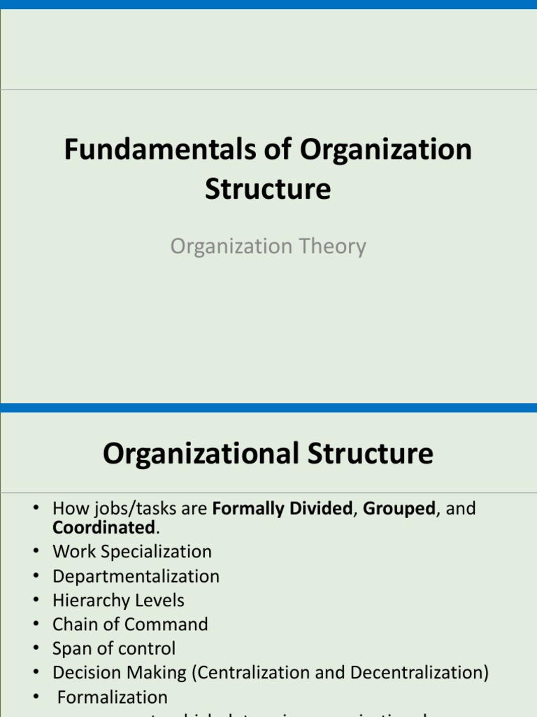 Fundamentals of Organizational Structure | PDF | Organizational ...