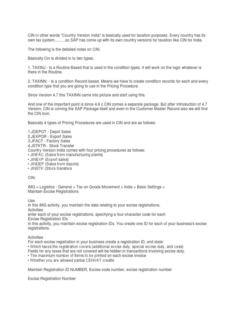 India Cin | PDF | Excise | Taxation