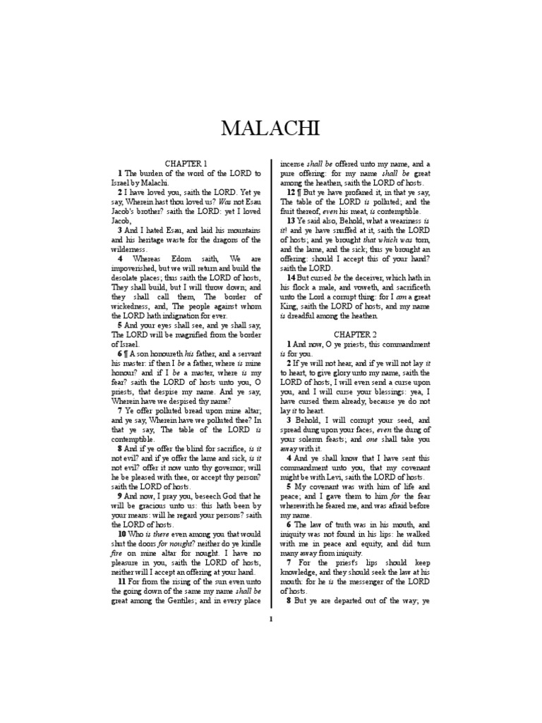 The Book of Malachi | PDF | Religious Belief And Doctrine | Hebrew Bible