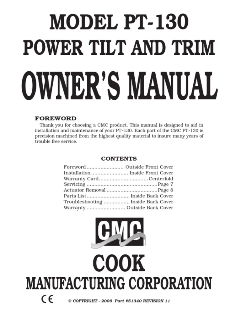 CMC PT-130 Owners Manual | Switch | Electrical Connector