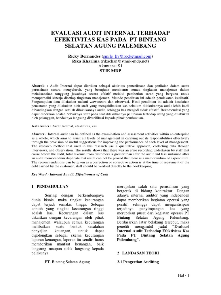 Evaluasi Audit Internal Terhadap | PDF