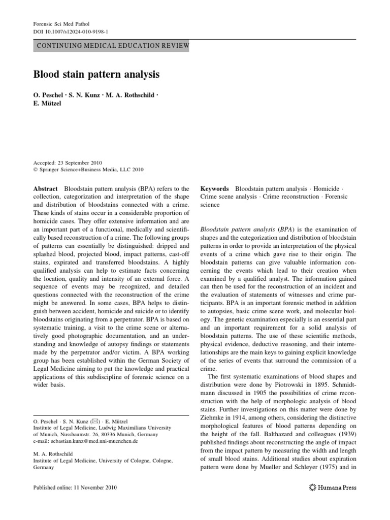 Blood Stain Pattern Analysis | PDF | Drop (Liquid) | Crime Scene