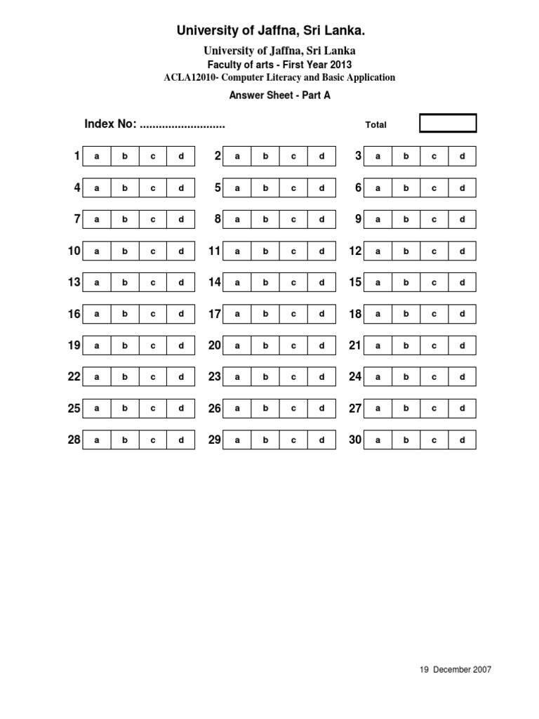 MCQ AnswerSheet | PDF
