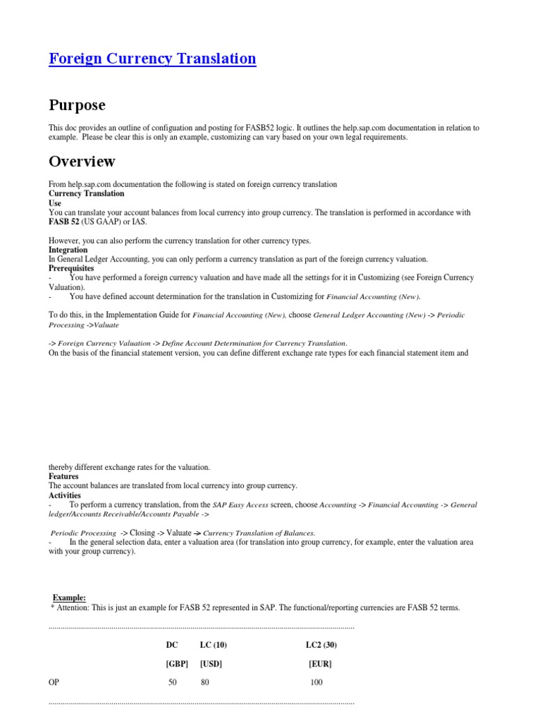 Foreign Currency Translation in SAP | PDF | Exchange Rate | Valuation ...