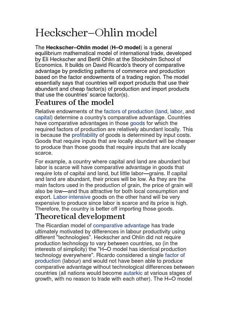 Heckscher-Ohlin Model | Download Free PDF | Comparative Advantage ...