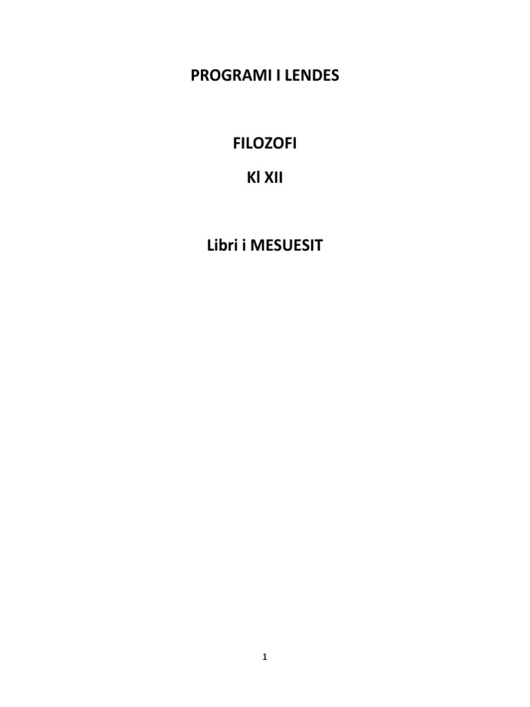 Filozofi-12, Liber Mesuesi | PDF