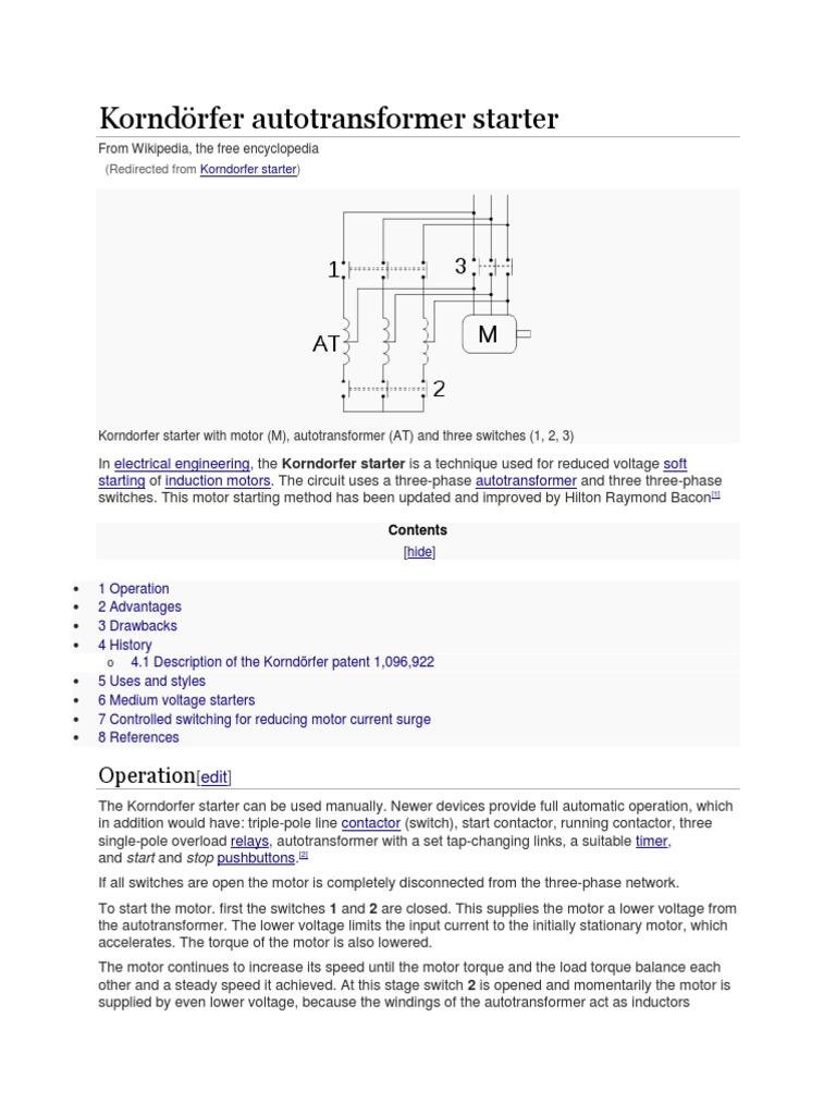 Korndörfer Autotransformer Starter Overview | PDF | Power (Physics ...
