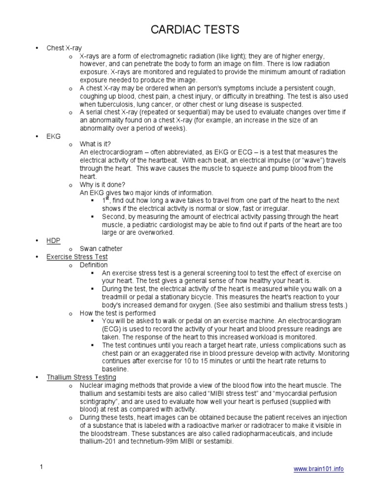 Cardiac Tests | PDF