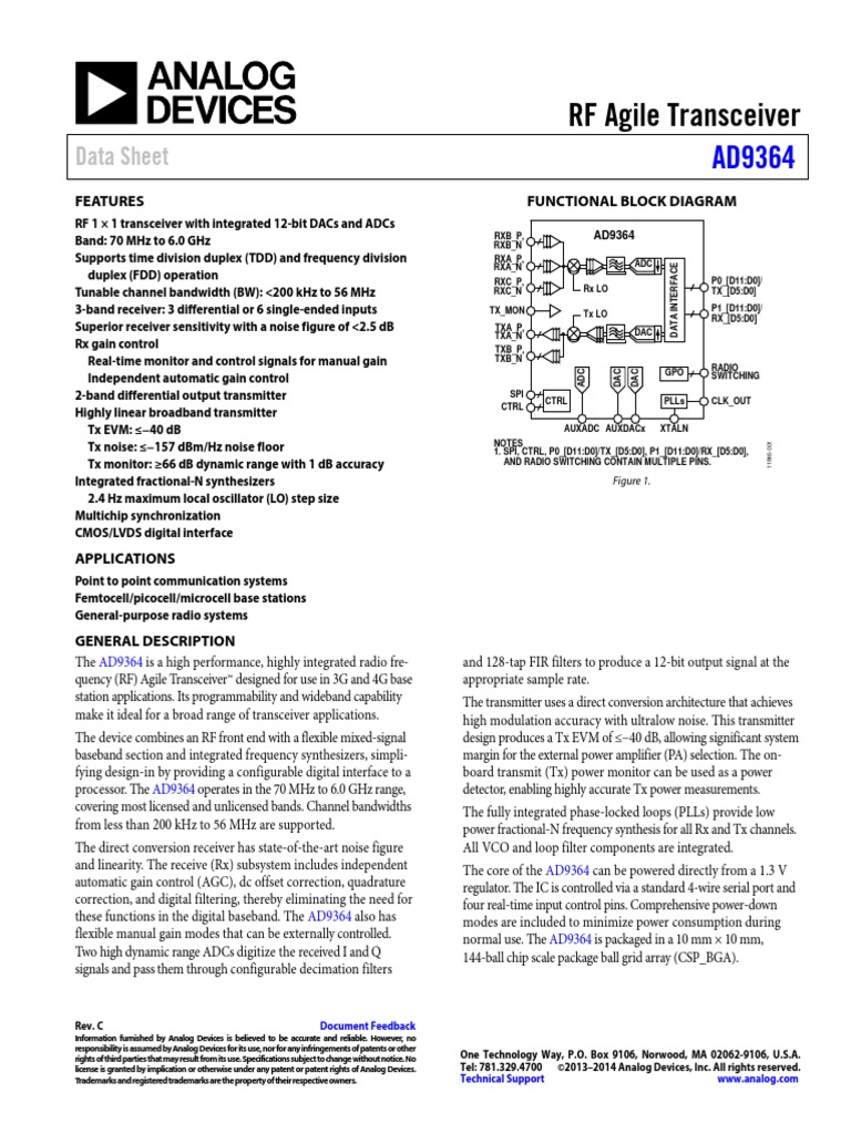 RF Agile Transceiver: Data Sheet | PDF