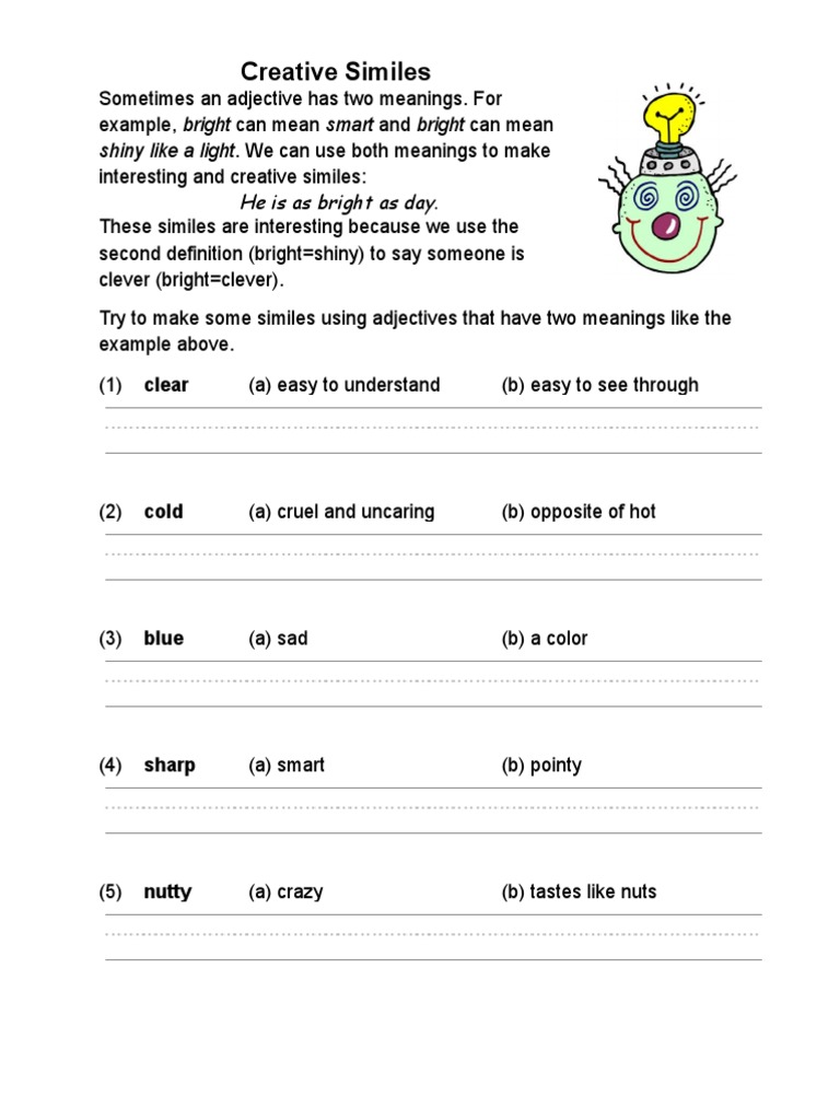 Creative Similes: Shiny Like A Light. We Can Use Both Meanings To Make ...