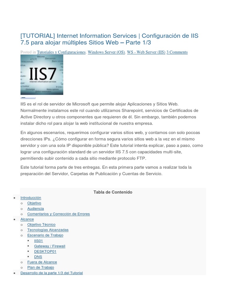 Configuración IIS 7.5 Multi-Sitio | PDF | Protocolo de transferencia de ...