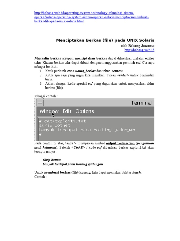 Tutorial Solaris: Belajar Menciptakan/ Membuat Berkas (Files) Pada UNIX ...