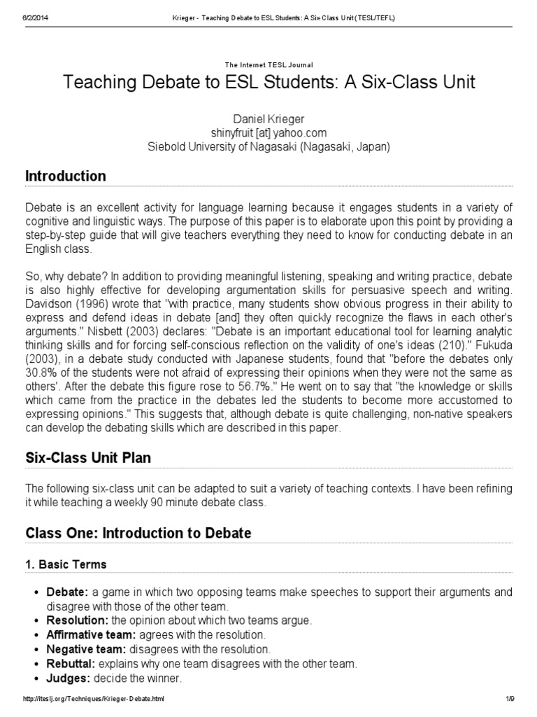 Rebuttal Techniques in ESL Debate | PDF | English As A Second Or ...